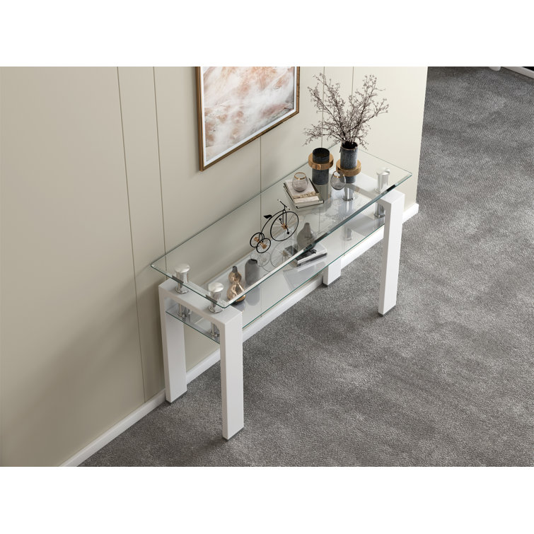 Brayden Studio® Cen 47.2'' Glass Top Console Table | Wayfair